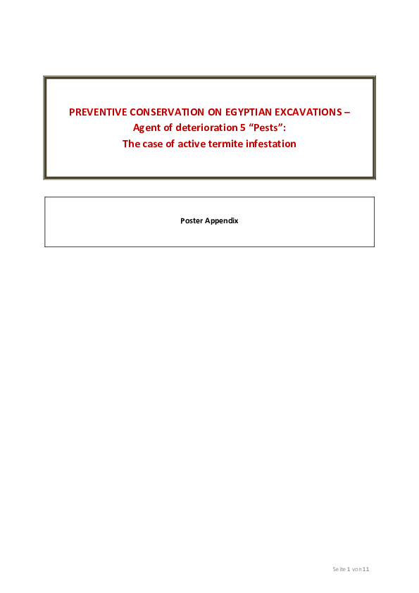 (PDF) 2022. Preventive Conservation on Egyptian Excavations - Agent of deterioration 5 “Pests ...