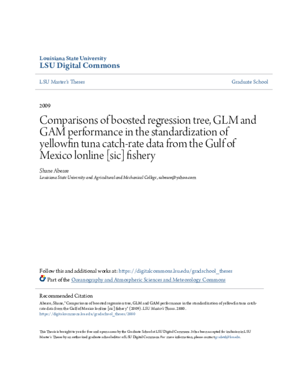(PDF) Comparisons of boosted regression tree, GLM and GAM performance ...