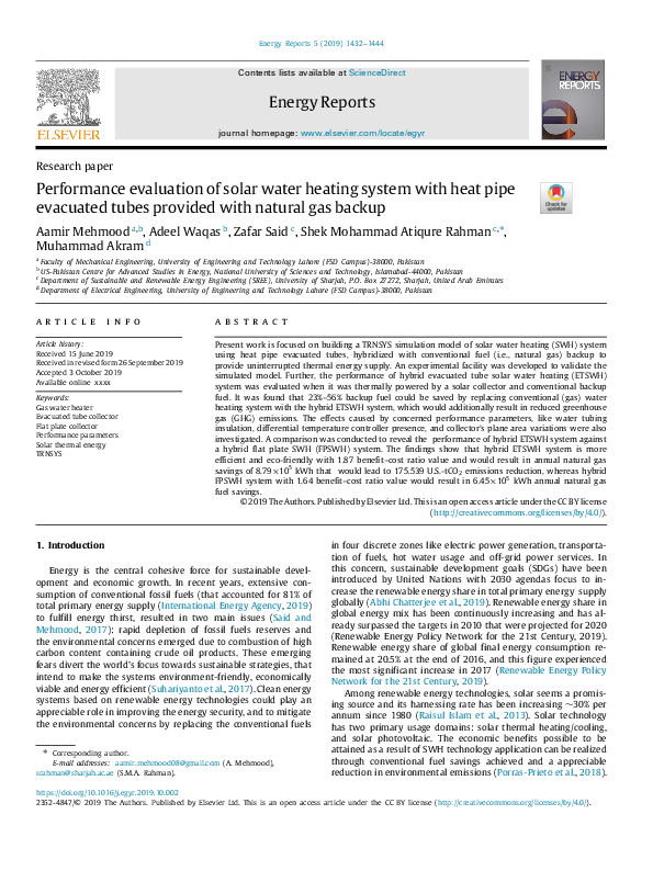 (PDF) Performance Evaluation of a Solar Water Heating System for ...