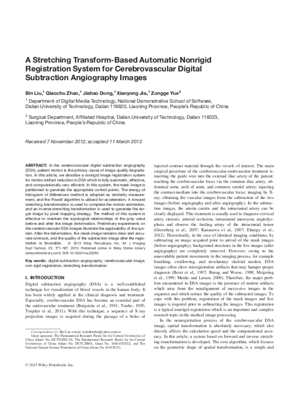 (PDF) A stretching transform-based automatic nonrigid registration system for cerebrovascular ...