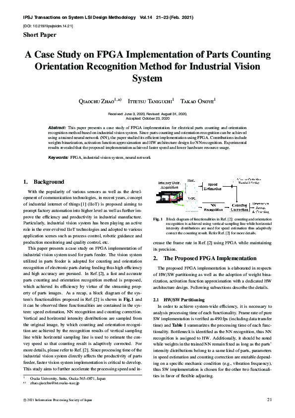 (PDF) A Case Study on FPGA Implementation of Parts Counting Orientation Recognition Method for ...