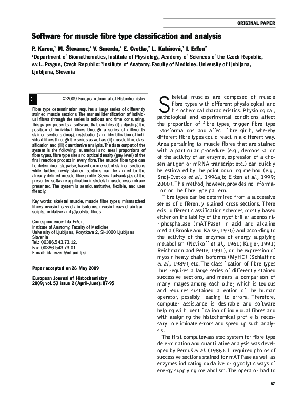 (PDF) Software for muscle fibre type classification and analysis