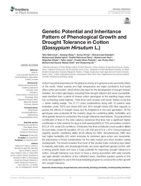 (PDF) Genetic Potential and Inheritance Pattern of Phenological Growth ...
