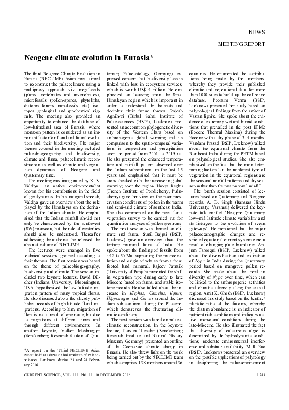 (PDF) Neogene Climate Evolution in Eurasia
