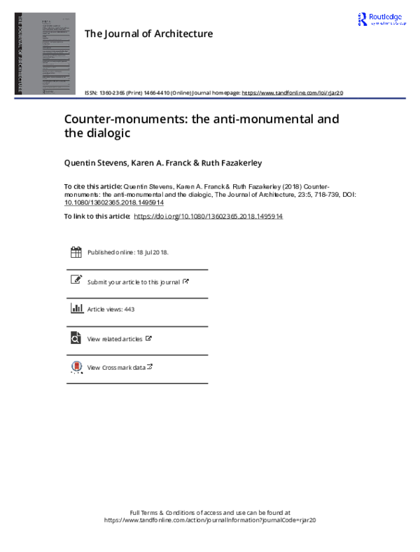 (PDF) Counter-monuments: the anti-monumental and the dialogic