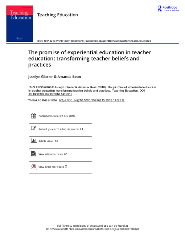 (PDF) The promise of experiential education in teacher education ...