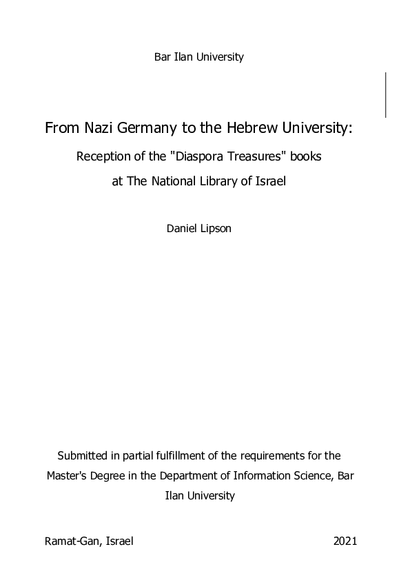 (PDF) Abstract of MA thesis: From Nazi Germany to the Hebrew University ...