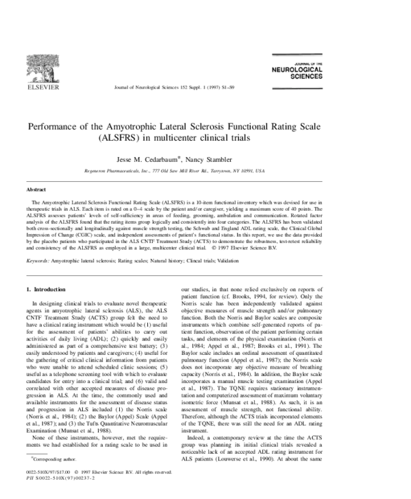 (PDF) Performance of the Amyotrophic Lateral Sclerosis Functional ...