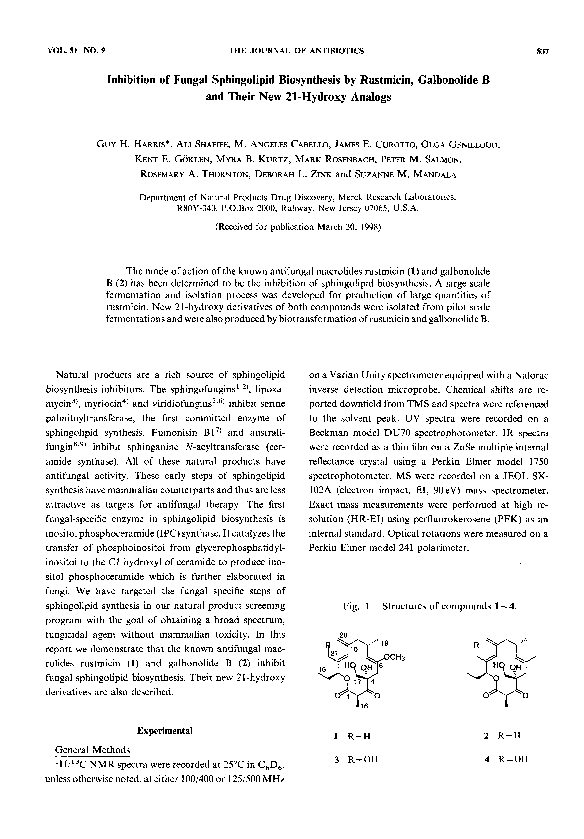 (PDF) Inhibition of Fungal Sphingolipid Biosynthesis by Rustmicin ...