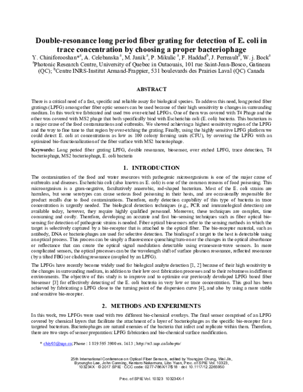 (PDF) Double resonance long period fiber grating for detection of E. coli in trace concentration ...