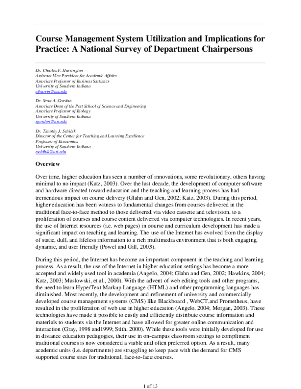 (PDF) Course management system utilization and implications for ...