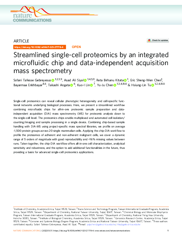 (PDF) Streamlined single-cell proteomics by an integrated microfluidic chip and data-independent ...