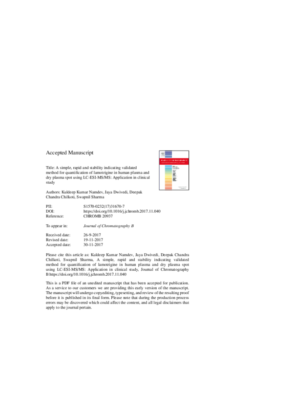 (PDF) A simple, rapid and stability indicating validated method for quantification of ...