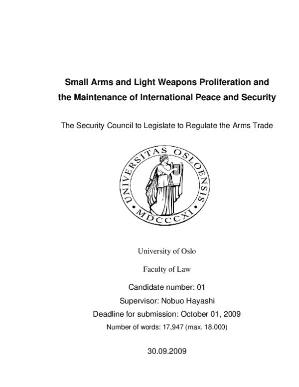 (PDF) Small Arms and Light Weapons Proliferation and the Maintenance of ...