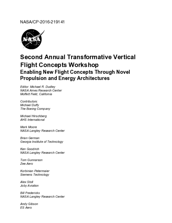 (PDF) Second Annual Transformative Vertical Flight Concepts Workshop ...