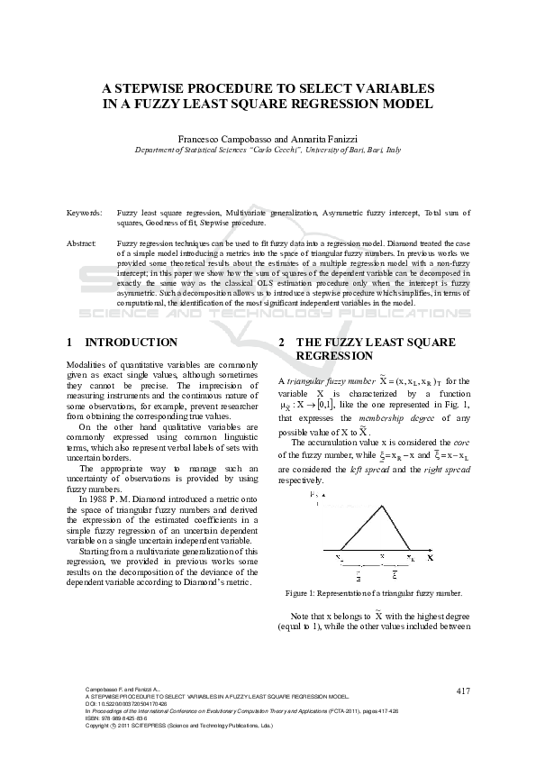 (PDF) A Stepwise Procedure to Select Variables in a Fuzzy Least Square Regression Model