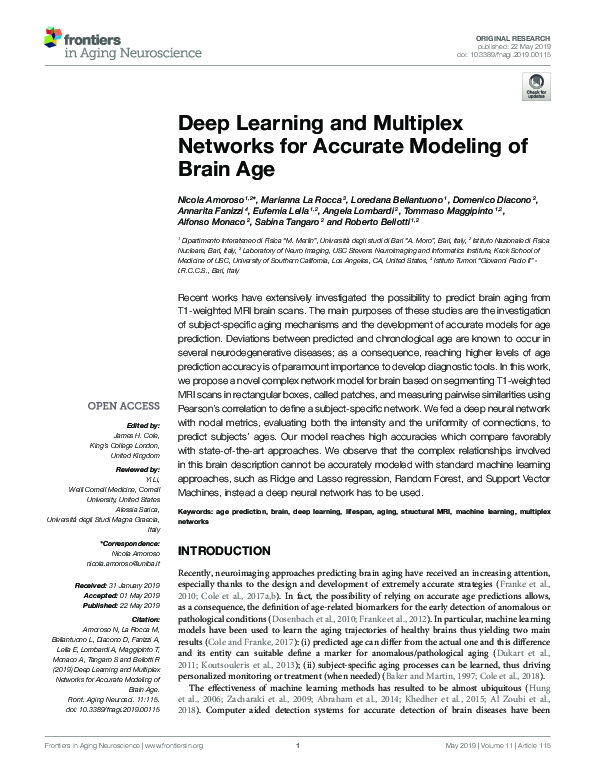(PDF) Deep Learning and Multiplex Networks for Accurate Modeling of Brain Age
