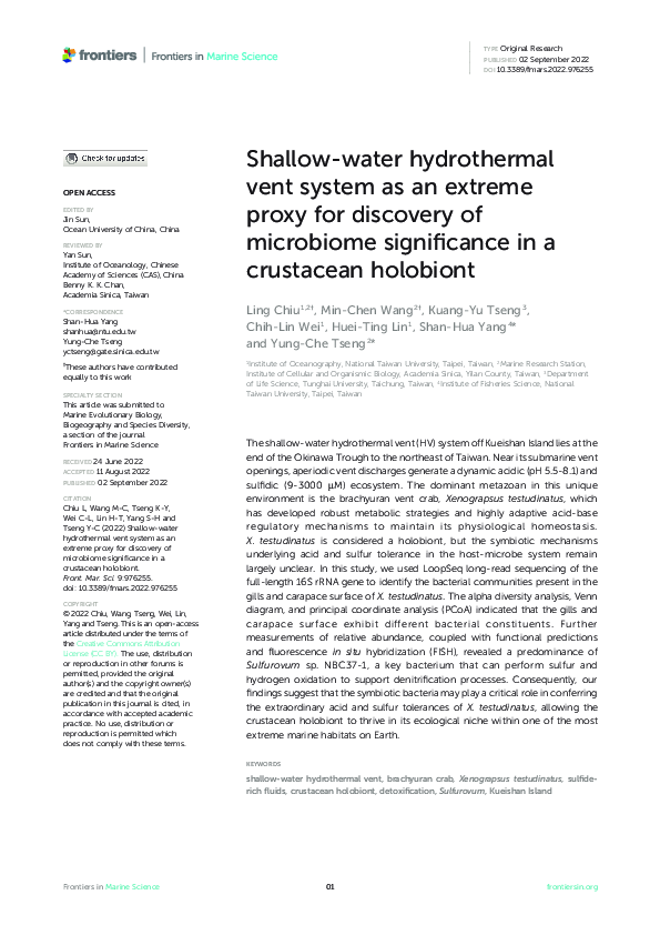 (PDF) Shallow-water hydrothermal vent system as an extreme proxy for ...