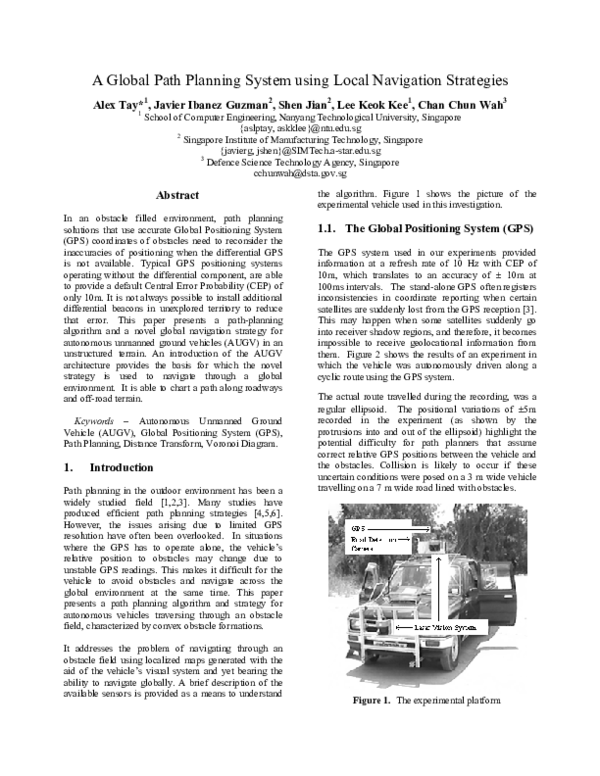 Pdf A Global Path Planning System Using Local Navigation Strategies