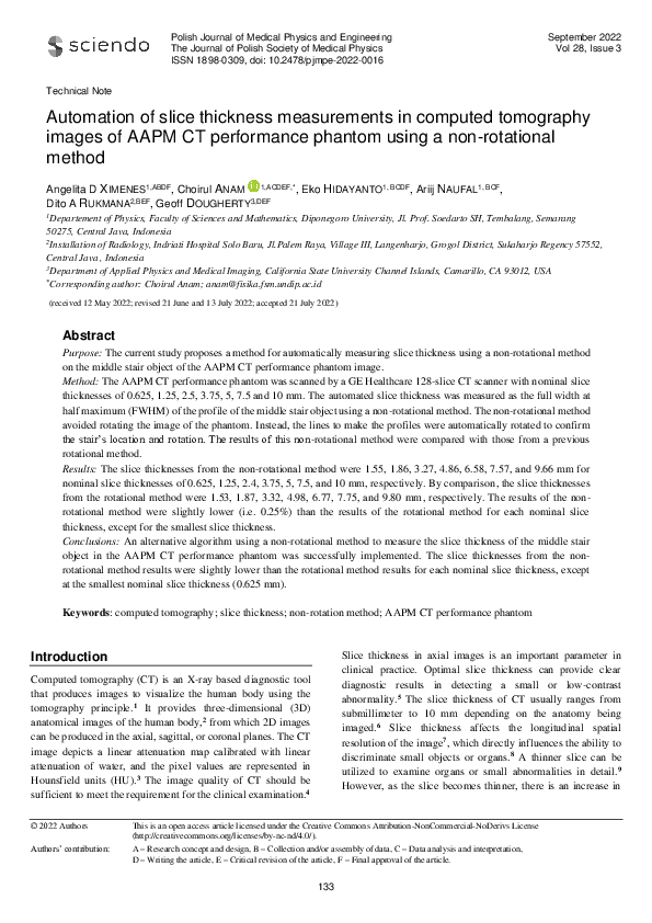 (PDF) Automated Non-Rotational CT Slice Thickness Measurement