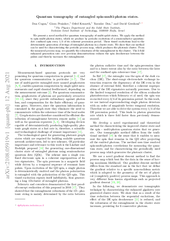(PDF) Quantum tomography of entangled spin-multi-photon states