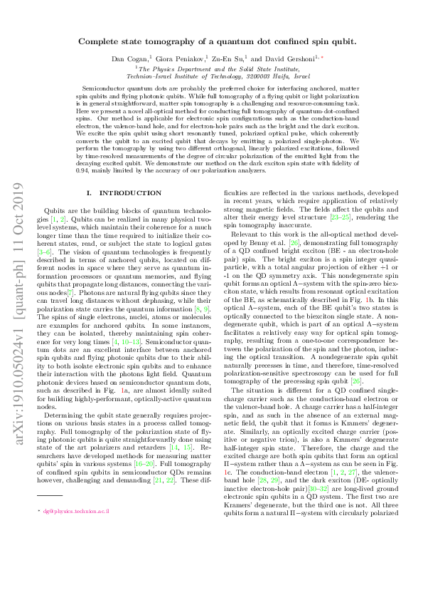 (PDF) Complete state tomography of a quantum dot spin qubit