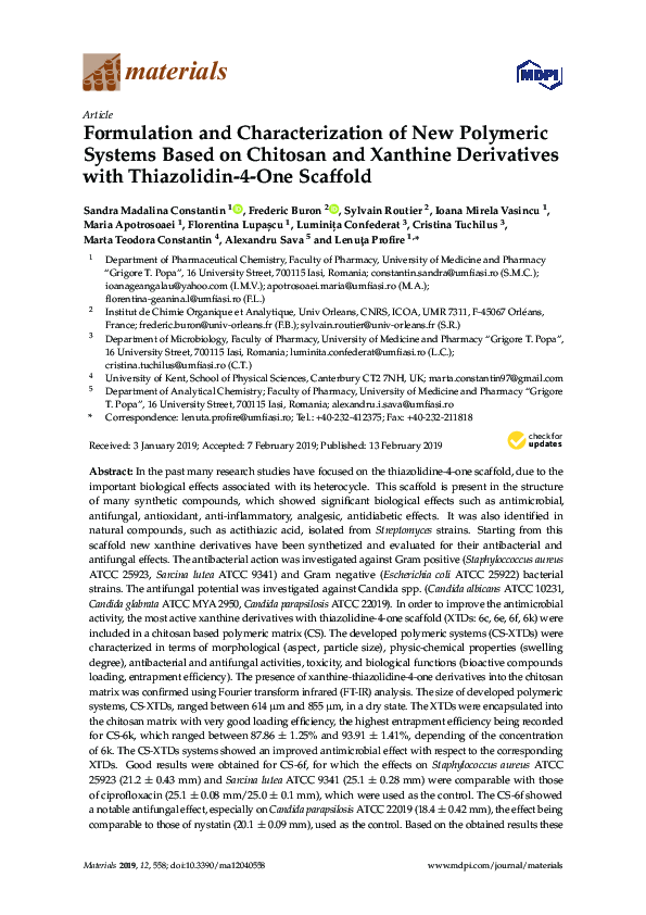 (PDF) Formulation and Characterization of New Polymeric Systems Based on Chitosan and Xanthine ...