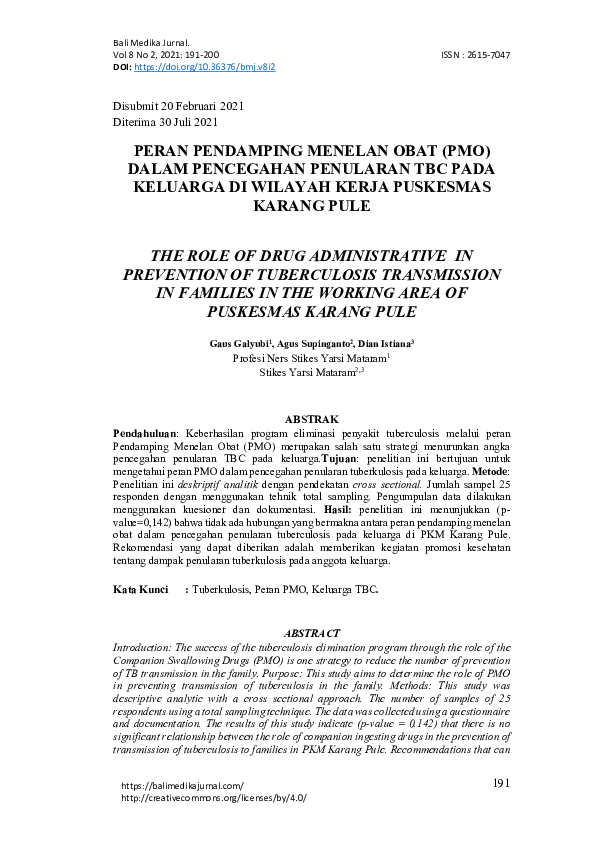 (PDF) Peran pendamping menelan obat (pmo) dalam pencegahan penularan ...