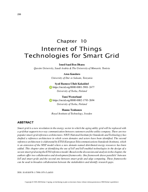 (PDF) Internet of Things Technologies for Smart Grid