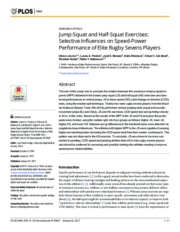 (PDF) Jump-Squat and Half-Squat Exercises: Selective Influences on Speed-Power Performance of ...