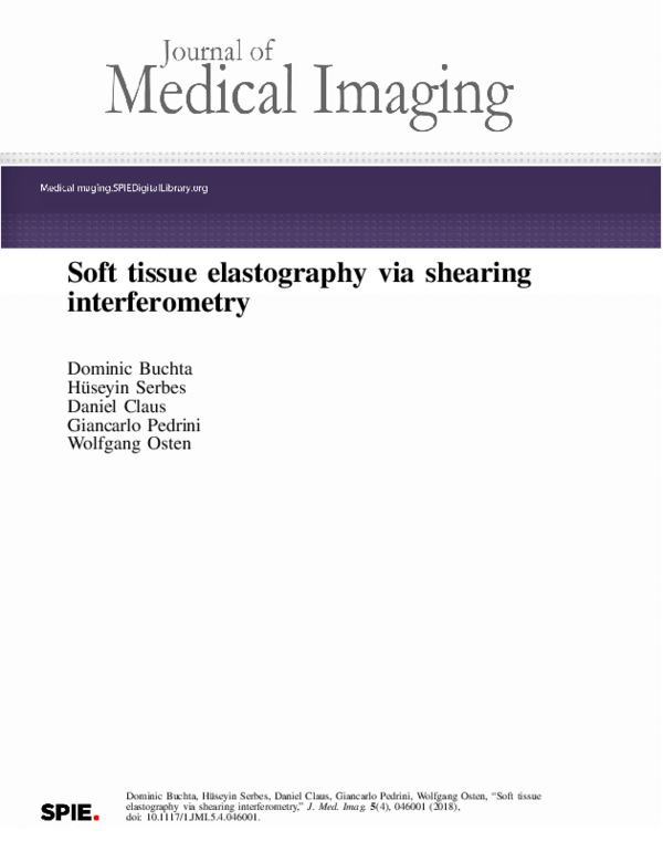 (PDF) Soft tissue elastography via shearing interferometry