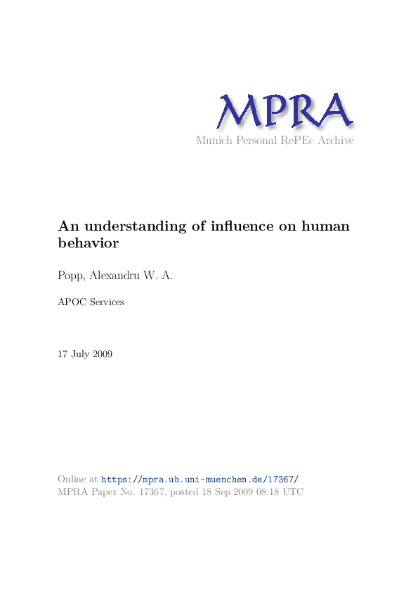 (PDF) An understanding of influence on human behavior