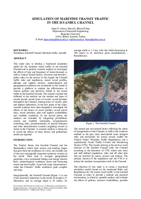 (PDF) Simulation Of Maritime Transit Traffic In The Istanbul Channel