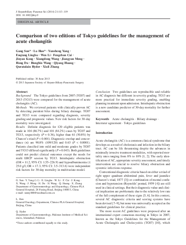 (PDF) Comparison of two editions of Tokyo guidelines for the management ...