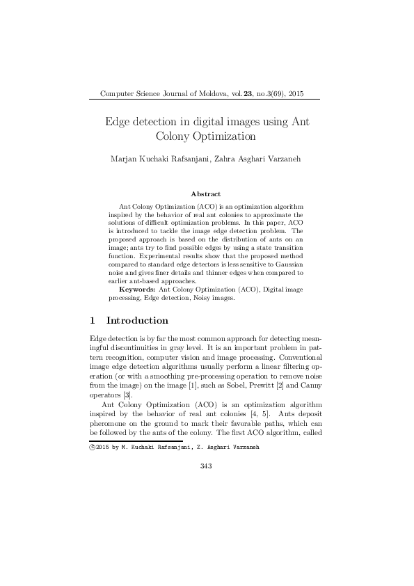 Pdf Edge Detection In Digital Images Using Ant Colony Optimization