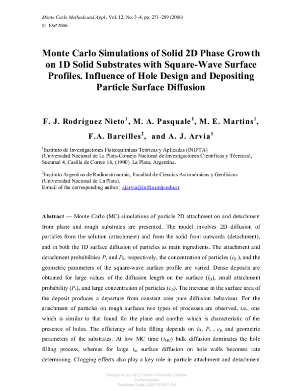 (PDF) Monte Carlo Simulations of Solid 2D Phase Growth on 1D Solid ...