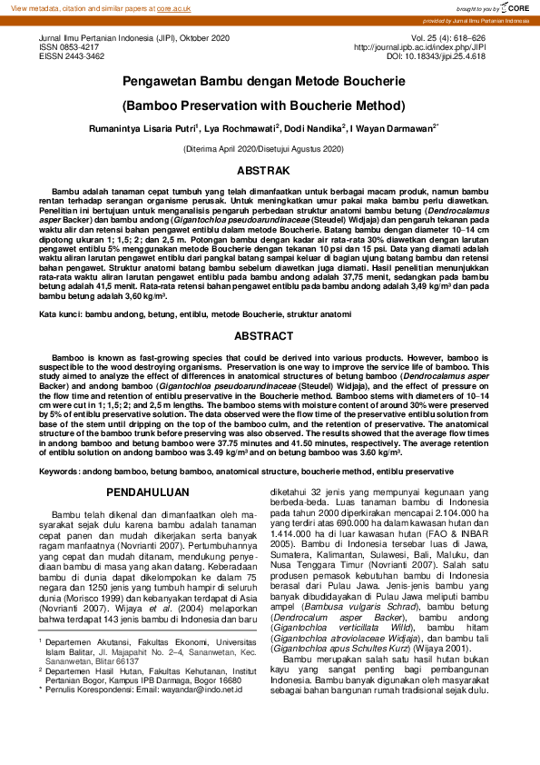 (PDF) Pengawetan Bambu dengan Metode Boucherie | Lya Rochmawati ...