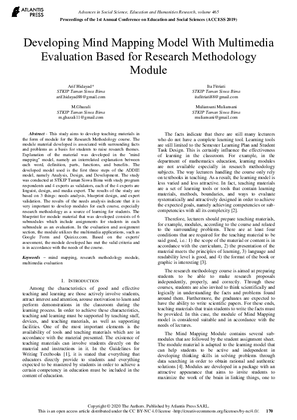 (PDF) Developing Mind Mapping Model With Multimedia Evaluation Based for Research Methodology ...