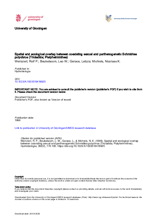 (PDF) Spatial and ecological overlap between coexisting sexual and ...