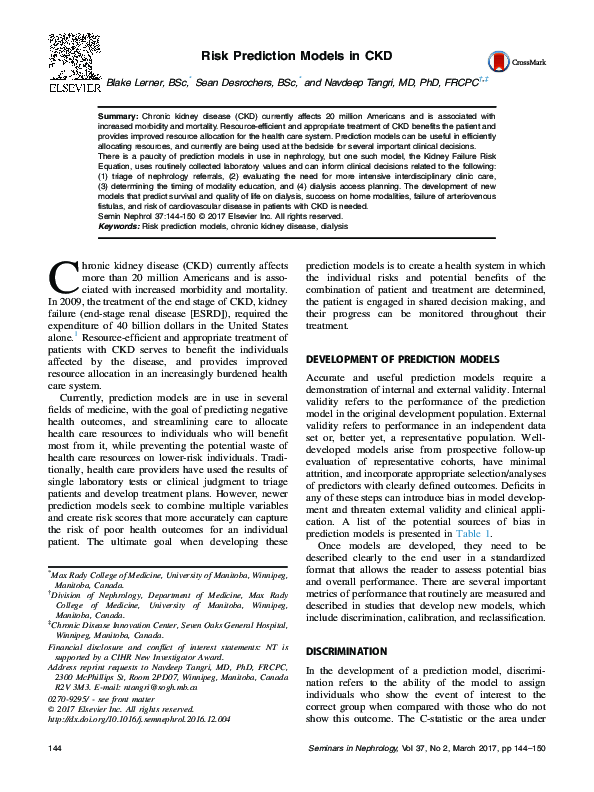 (PDF) Risk Prediction Models in CKD