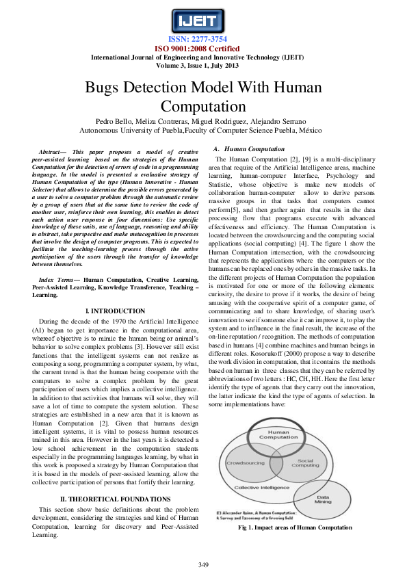 (PDF) Bugs Detection Model With Human Computation | Pedro Bello - Academia.edu