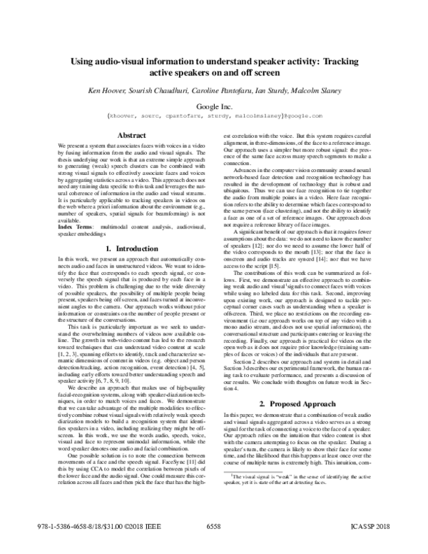 (PDF) Using audio-visual information to understand speaker activity ...