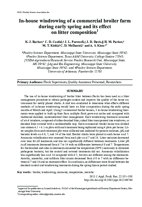 (PDF) In-house windrowing of a commercial broiler farm during the ...