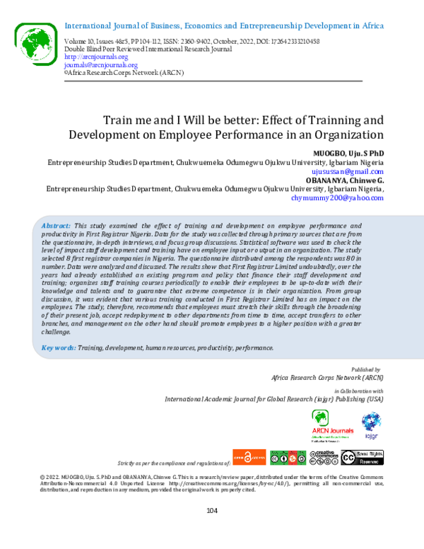 (PDF) Train me and I Will be better: Effect of Trainning and ...