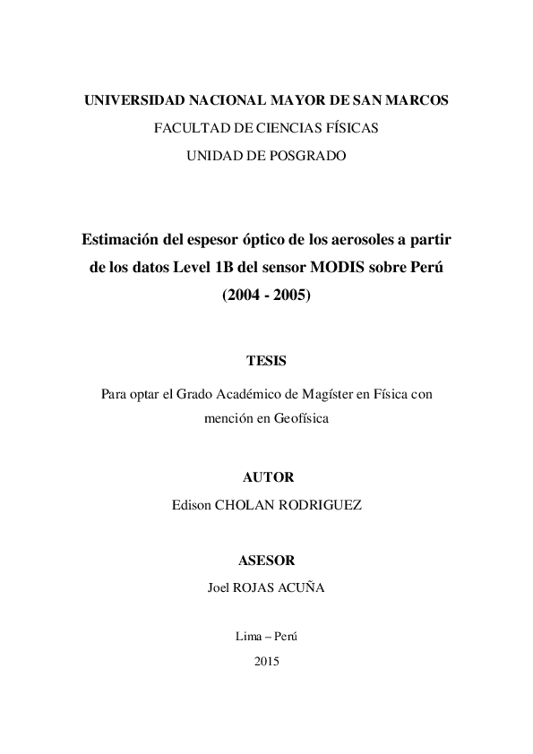 (PDF) Estimación del espesor óptico de los aerosoles a partir de los ...