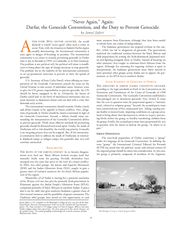 (PDF) “Never Again,” Again: Darfur, the Genocide Convention, and the ...