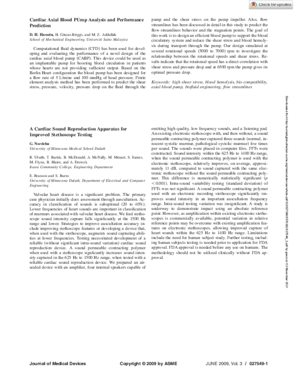 (PDF) A Cardiac Sound Reproduction Apparatus for Improved Stethoscope ...