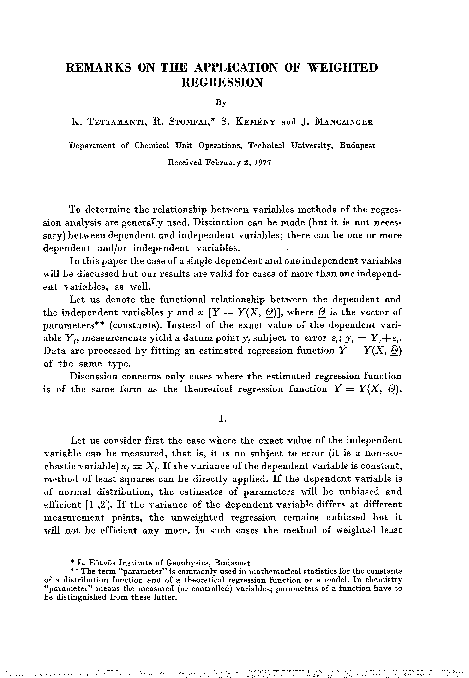 (PDF) Remarks on the Application of Weighted Regression
