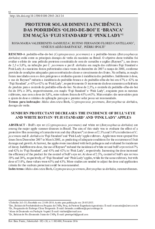 (PDF) Protetor Solar Diminui a Incidência Das Podridões ‘Olho-D-Boi’ e ...