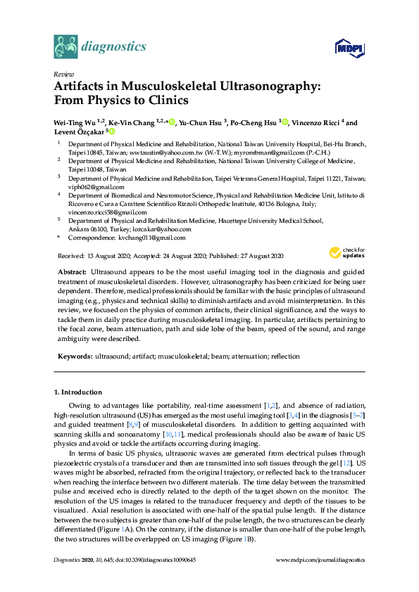 (PDF) Artifacts in Musculoskeletal Ultrasonography: From Physics to ...